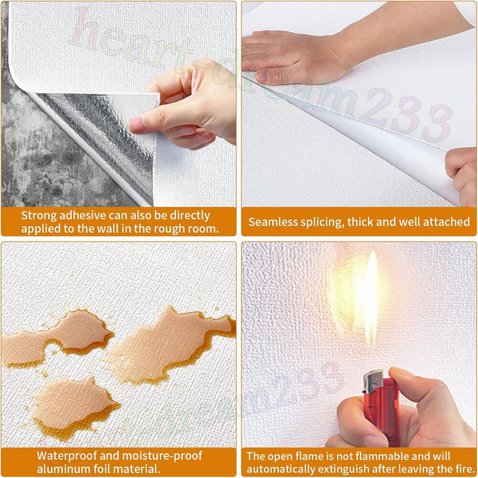 Thicken Wallpaper Waterproof Thermal Insulation Faux Linen Sticker Self ...