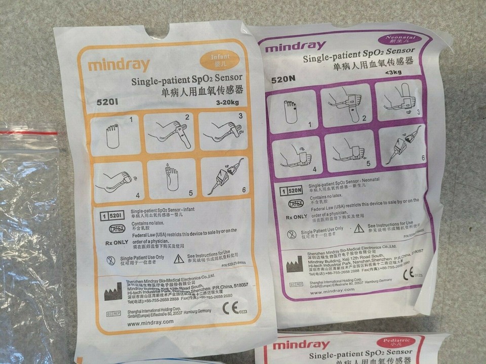 NEW! Mindray Single Patient SpO2 Sensors Adult, Pediatric, Neonatal ...