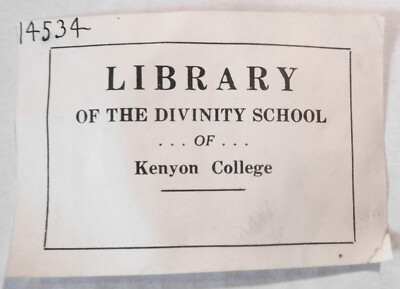 Library of the Divinity School of Kenyon College : Ex-Libris Bookplate ...