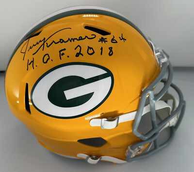 Packers JERRY KRAMER Signed Full Size Replica TB Speed Helmet AUTO w ...