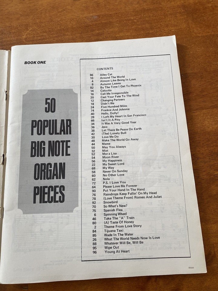 50 Popular Big Note Organ Pieces Book 1 Charles Hanson Publisher 1980s ...