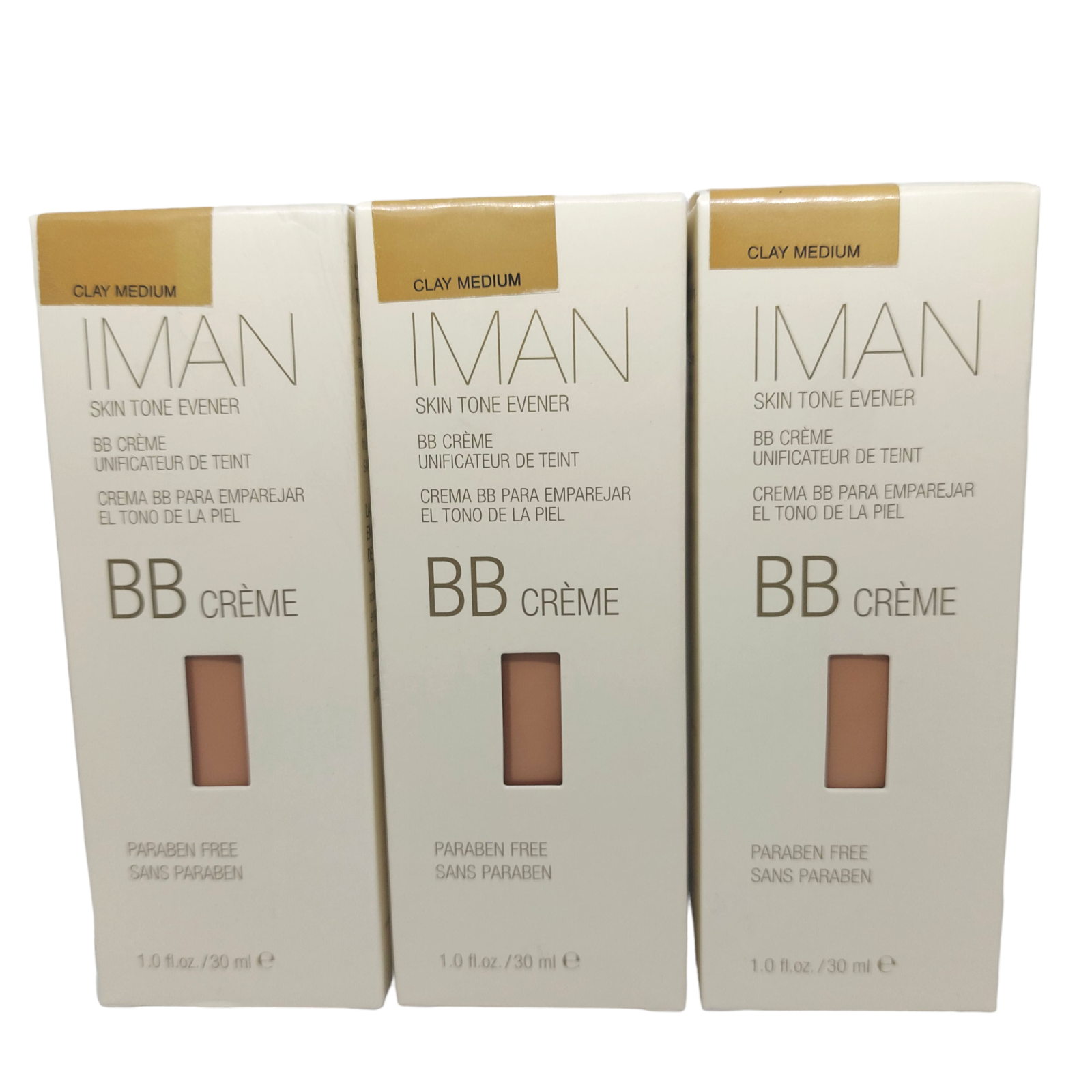 3X IMAN Skin Tone Evener BB Creme Clay Medium *Sealed Paraben/Sans Free ...