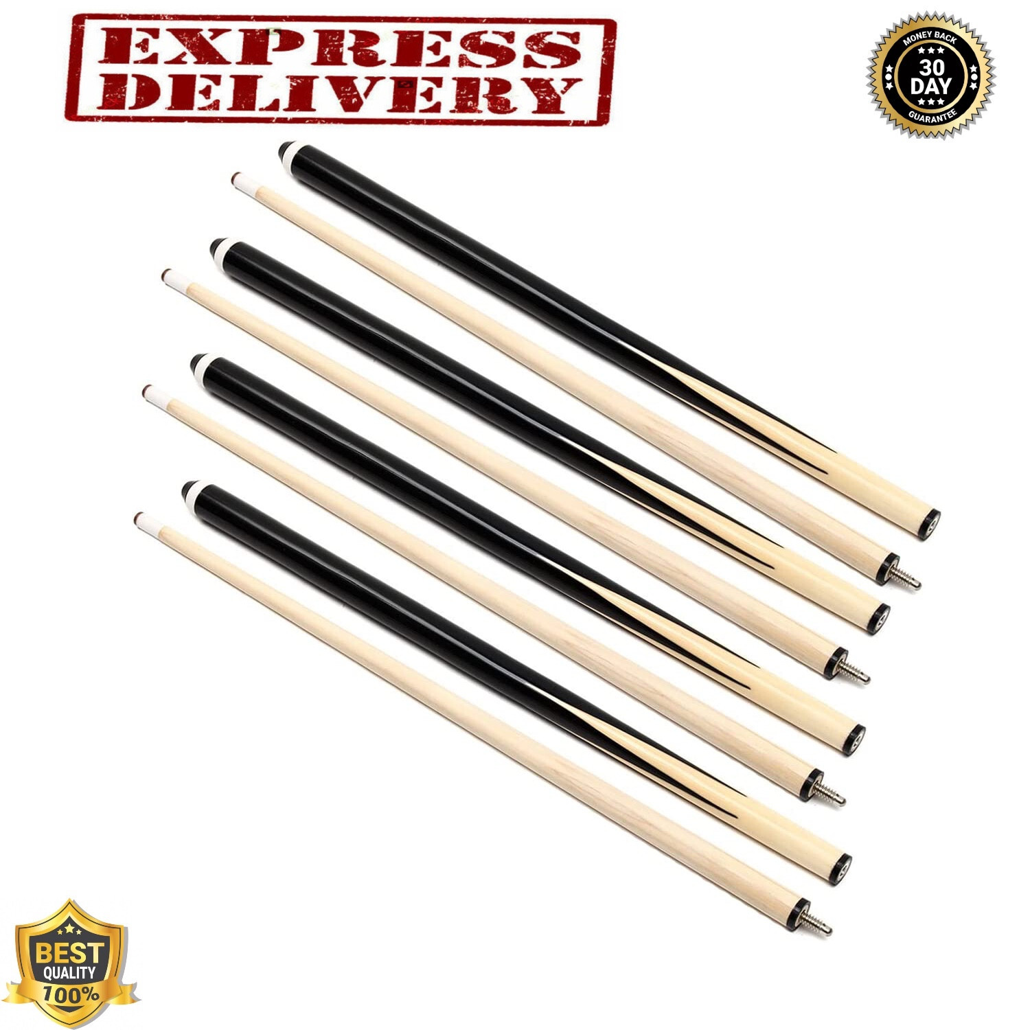 Pool Cues Set Of 4 Billiard House Cue Sticks 58" 2 Piece Bar Billiards ...