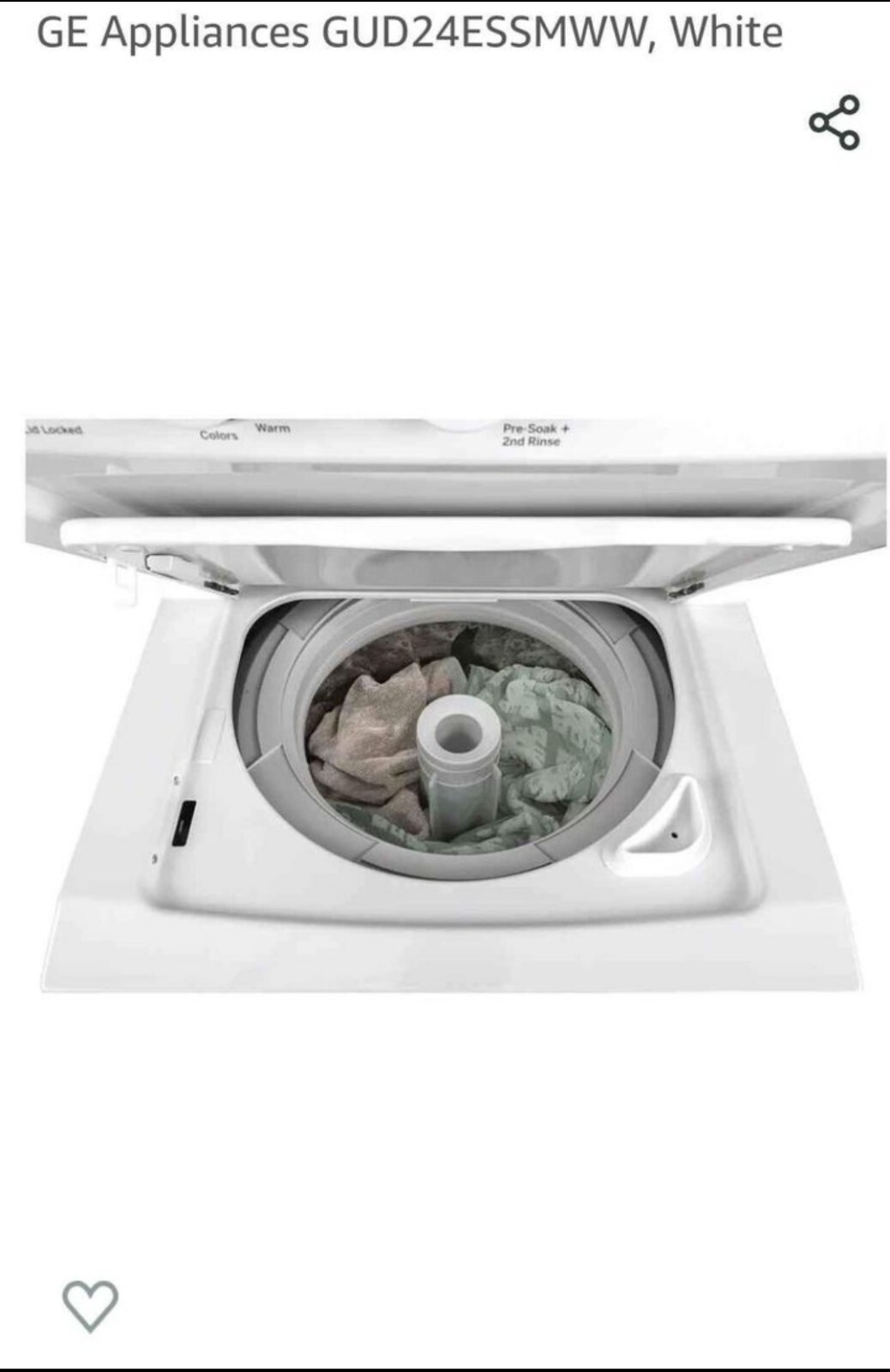 GE Unitized Spacemaker 2.0 Cuft Washer and Dryer in White Smart ...