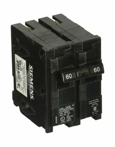 Siemens Q260 60Amp 2 Pole 240V Circuit Breaker - Black for sale online ...
