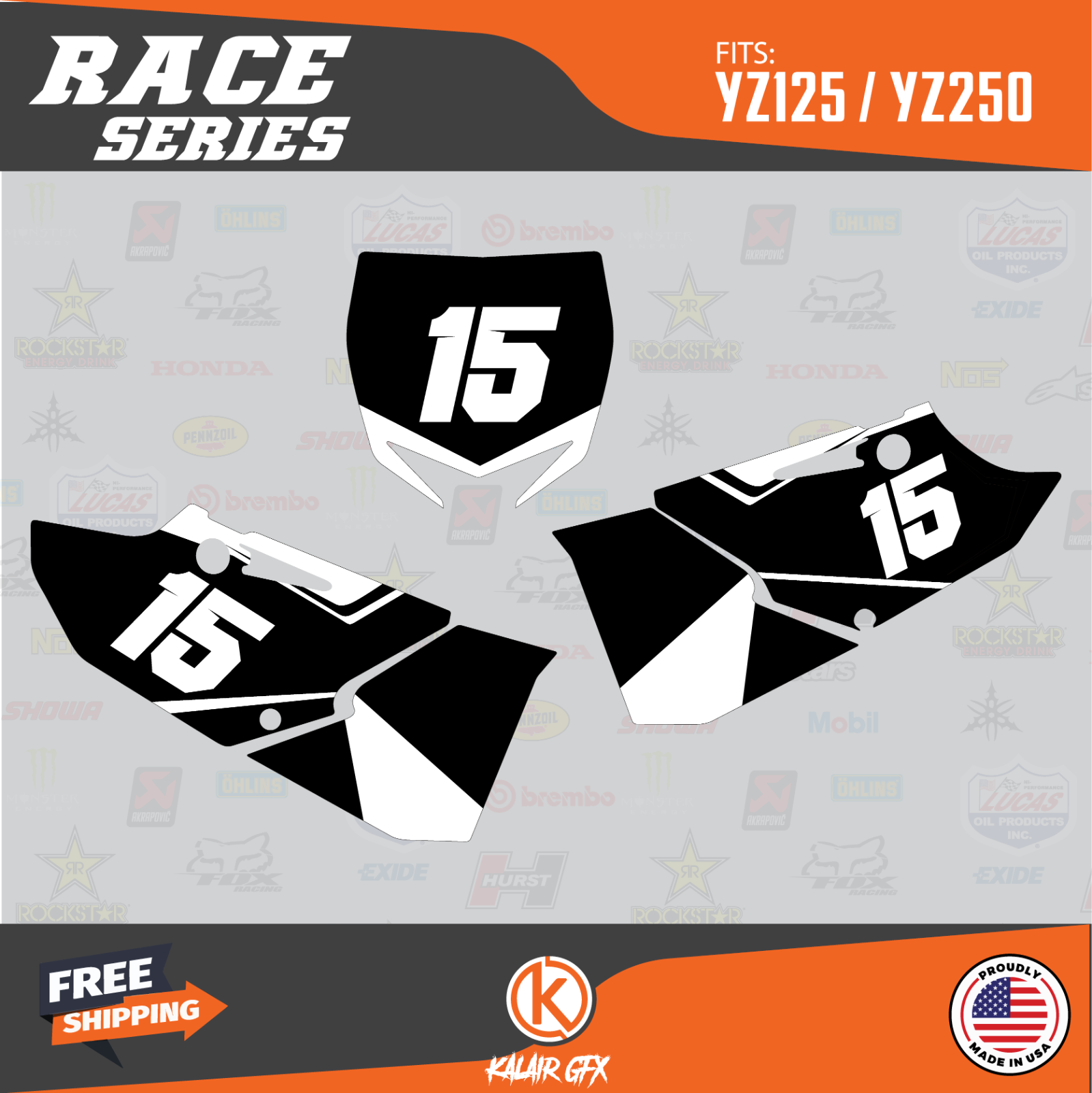 Graphics Kit for Yamaha YZ 125 250 (2015-2021) YZ125 YZ250 Race Series ...