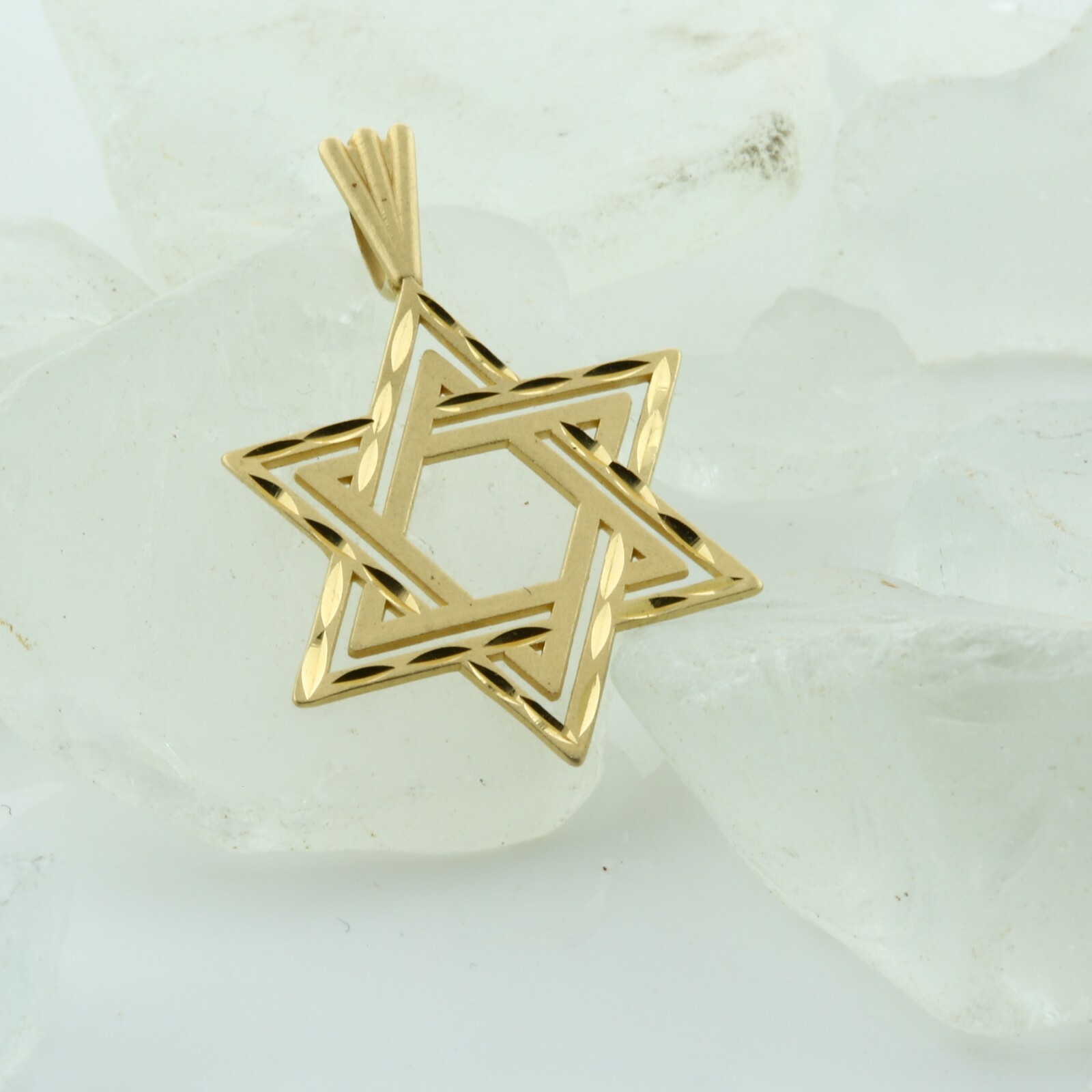 14K Yellow Gold Jewish Star Mogen David Bright Cut De… - Gem