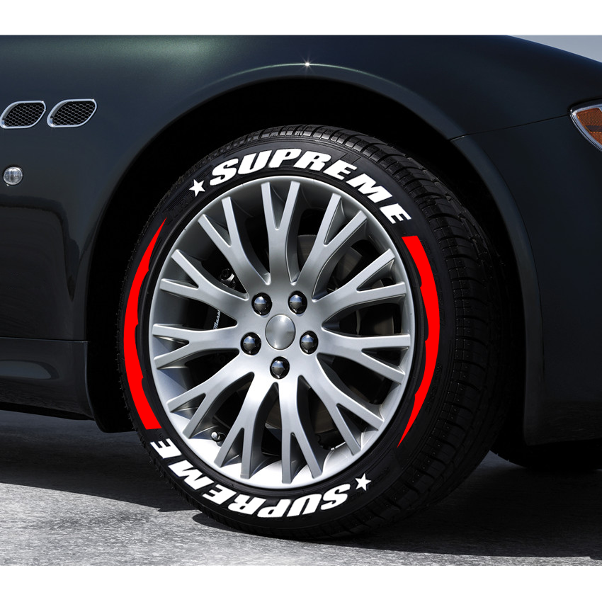 SUPREME Car Tire Lettering Sticker 1.06" 14"-22" Separatedly Letters 8 ...