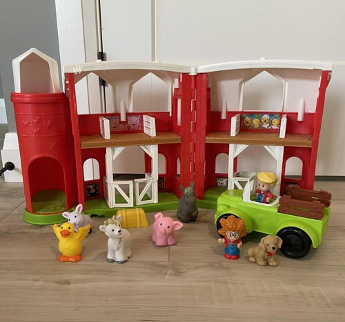 Fisher Price Little People Farm Playset Barn 2 Farmers 6 Animals 1 ...