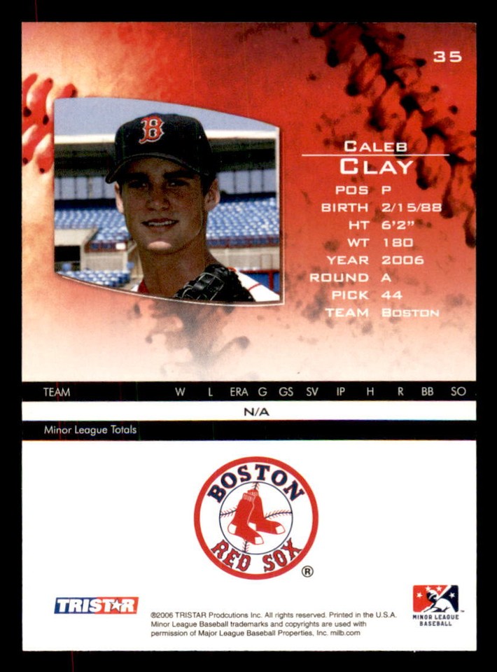 2006 Tristar Prospects Plus #35 Caleb Clay GCL Red Sox | eBay