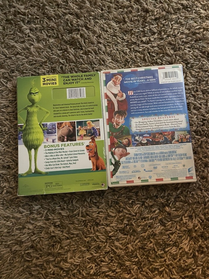 Dr. Seuss The Grinch (2018 DVD) & Arthur Christmas (2011 DVD) | eBay
