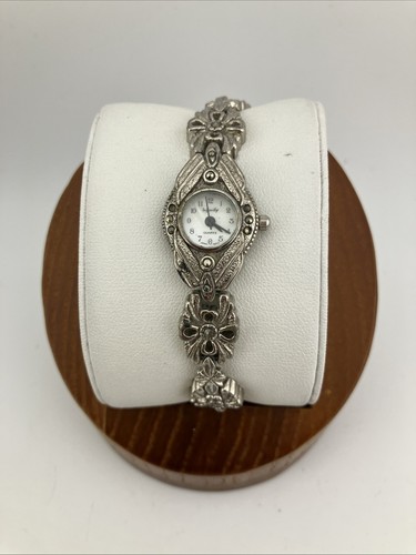 Vtg Infinity Ladies 17mm Watch Silver Tone Marcasite MOP Dial 6.25 ...