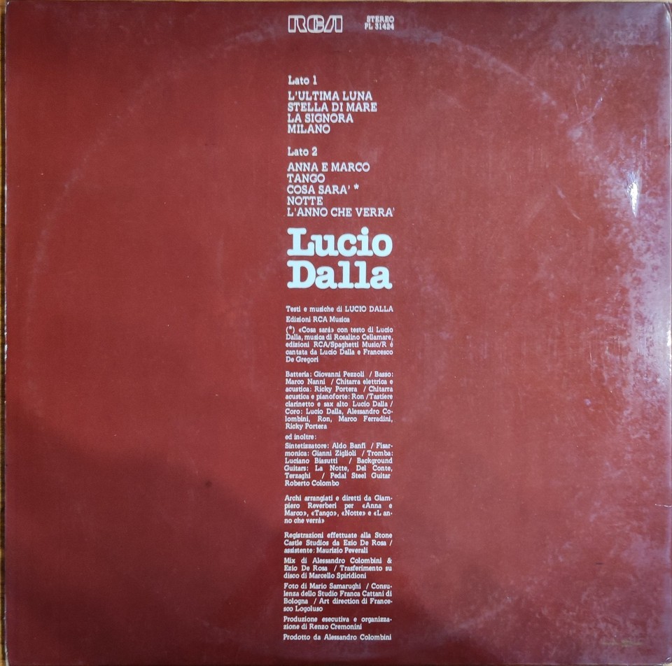 LUCIO DALLA – OMONIMO – PL 31424 - ITALY – LP | eBay
