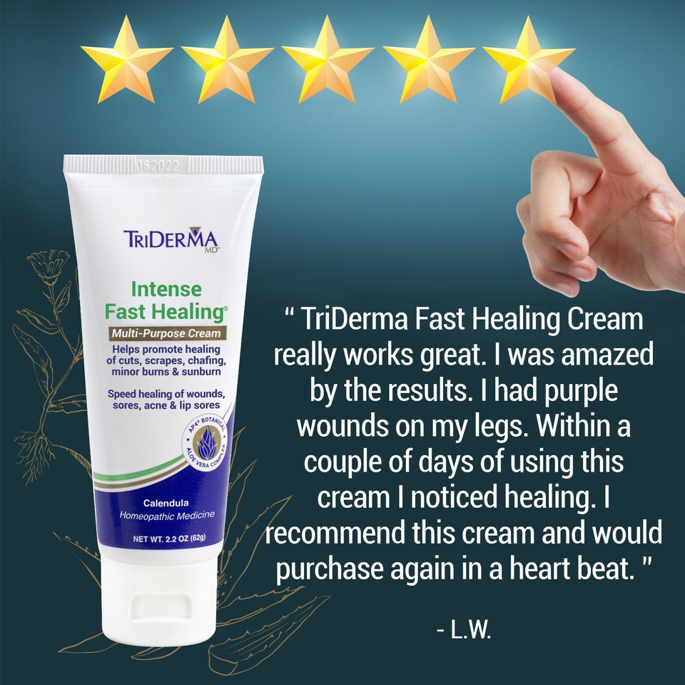 TriDerma Intense Fast Healing Cream Multi-Purpose for Face and Body 2.2 ...