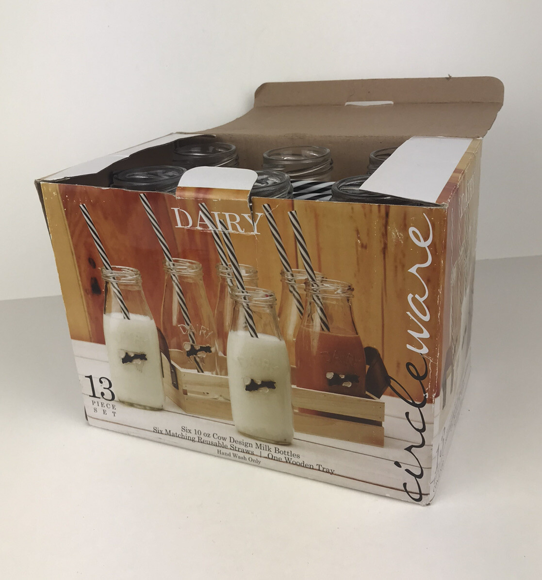 Circleware Dairy Cow Design Glassware Products, 10 oz, 6 pc milk ...