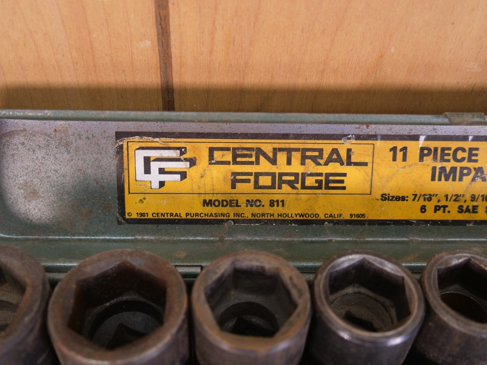 Central Forge 811 Impact Socket Set 1/2" Drive 6-Point 10 pieces & CASE ...