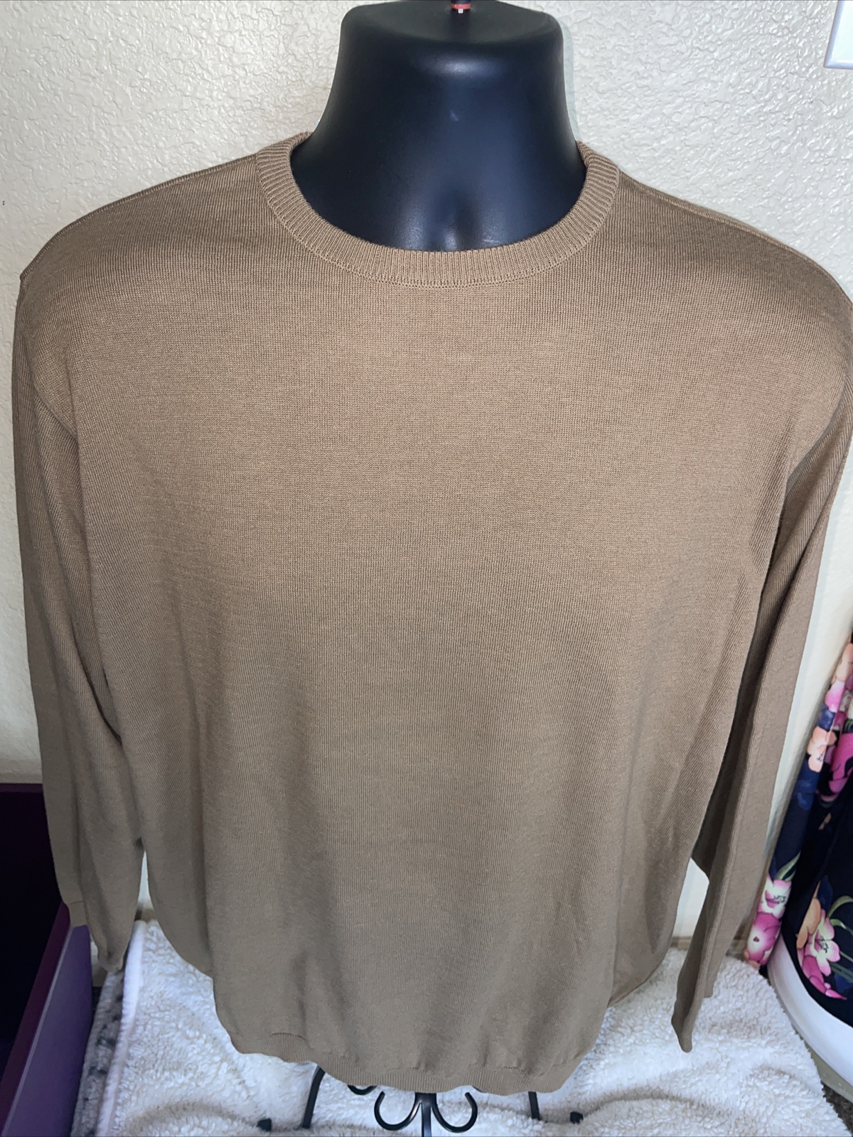 St. Croix Men's Brown Tone Sweaters Cotton/Polyester Blends Long Sleeve ...