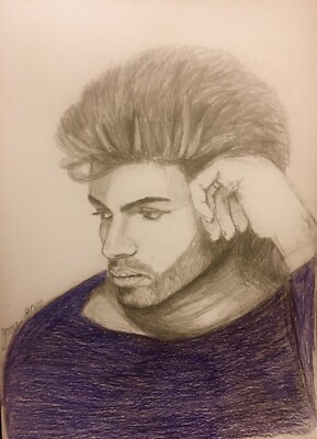 George Michael Drawing Painting, Icon, Young, 1987 Era, on Aquarelle ...