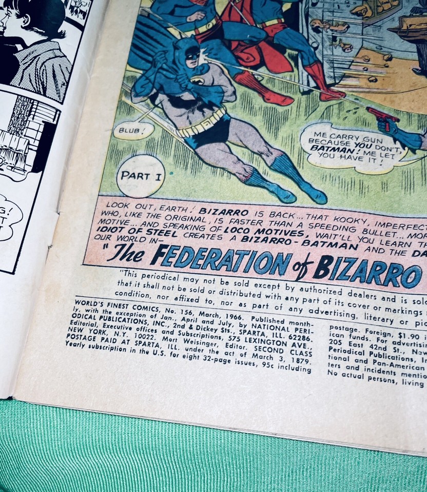 DC NATIONAL COMICS WORLD'S FINEST #156 FIRST APPEARANCE OF BIZARRO ...