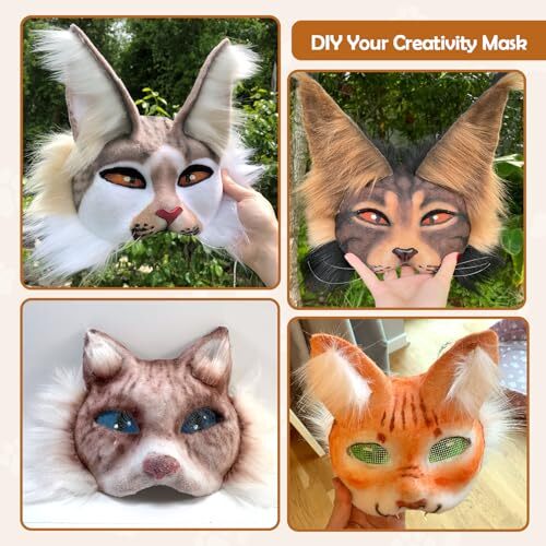 Therian Mask Kit with Eye Mesh and Fur - DIY Cat Mask Therian Masks 3 ...