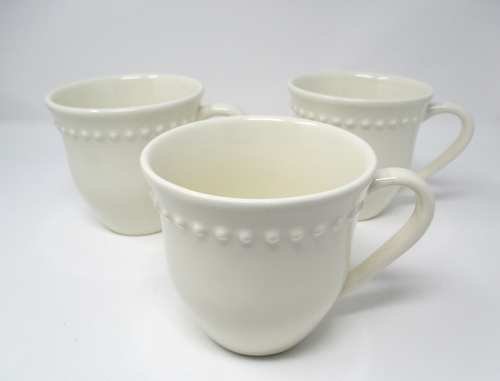 Pottery Barn Emma Beaded Cream Colored Coffee Cups Set of Three NEW | eBay