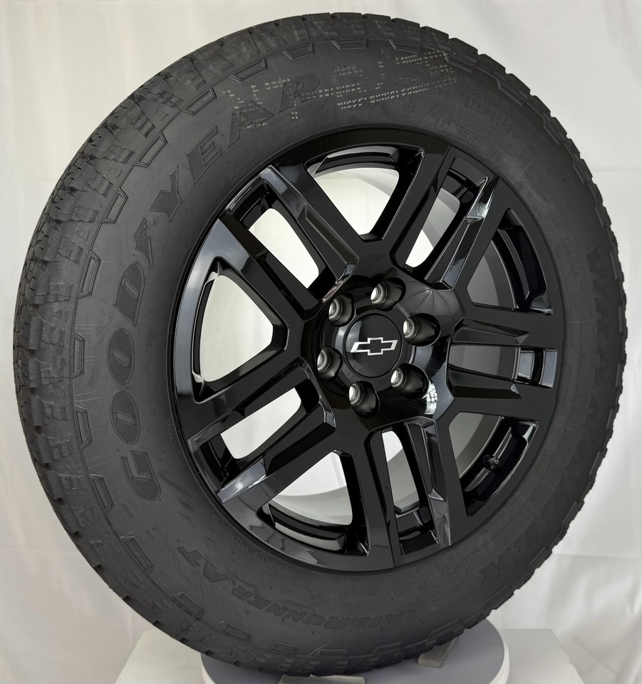 20" Chevy Silverado Black Trail Boss OEM Wheels Goodyear A/T Tire TPMS ...