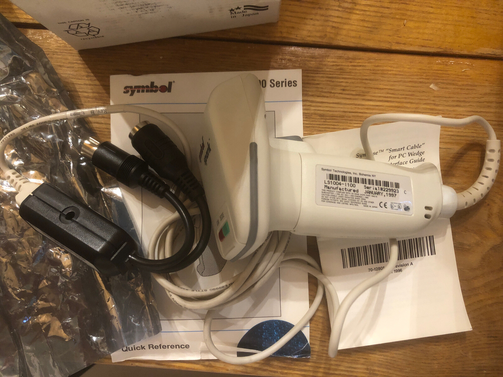 Symbol Spark LS1004-I100 Laser Barcode Scanner w/ STI80 Cable | eBay