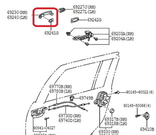 TOYOTA Genuine Parts 69211-12220-L9 Front Door Outside Handle ASSY ...