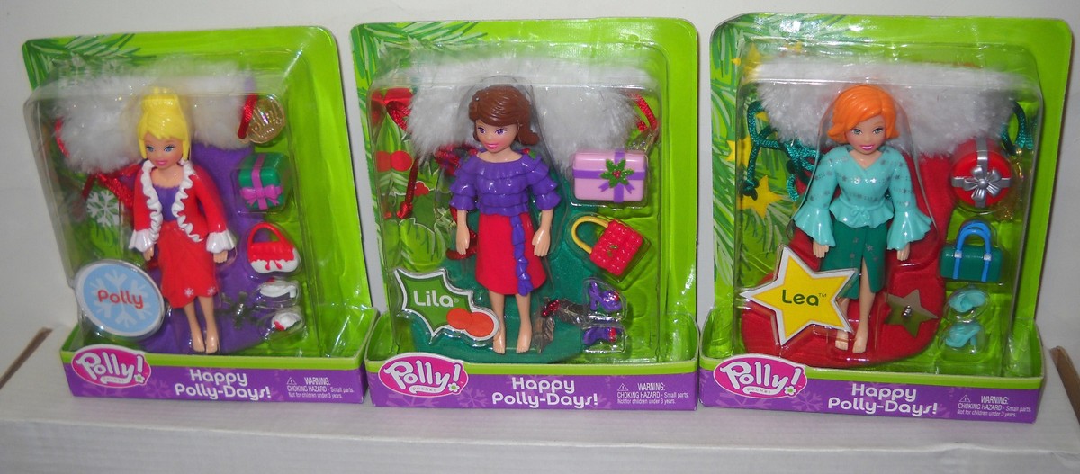 Polly Pocket Rainy Day 18 Piece Set W Polly Lila Lea Winter Polly