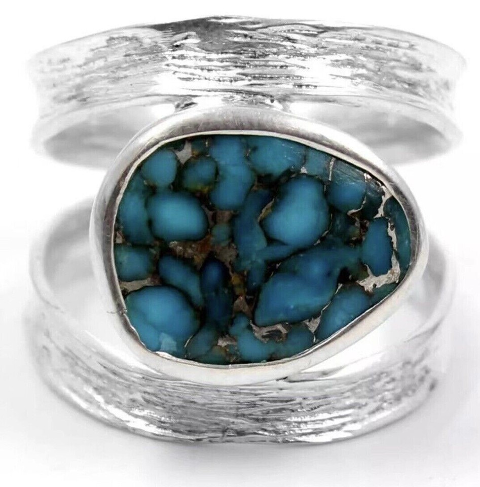 Vintage Southwest Sterling Silver Natural Lander Blue Turquoise Ring Sz ...