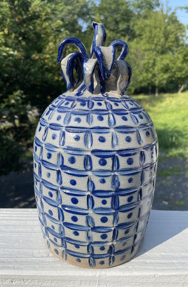 RARE Dave Eldreth Vintage Salt Glaze Grey Blue Stoneware Figural ...