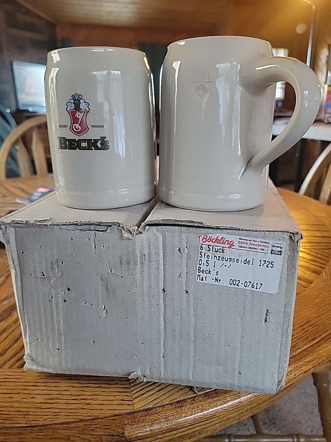 Set of 6 BECK'S 1/2 Liter German BOCKLING Beer Stiens original Box ...