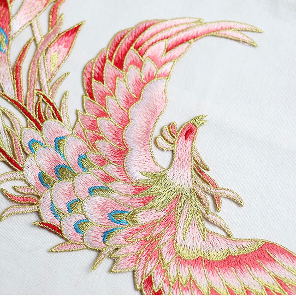 Chinese Fine Embroideried Gold Edge Phoenix Patches Sew on Clothing ...