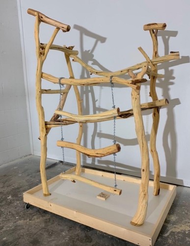 LARGE PARROT PERCH STAND - Cockatoos - Macaws - Sanded - STRONGEST WOOD ...