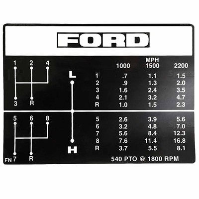 Shift Pattern Decal C5NN7B292FN – Fits Ford 4000 4100 4600 Tractor (5/ ...