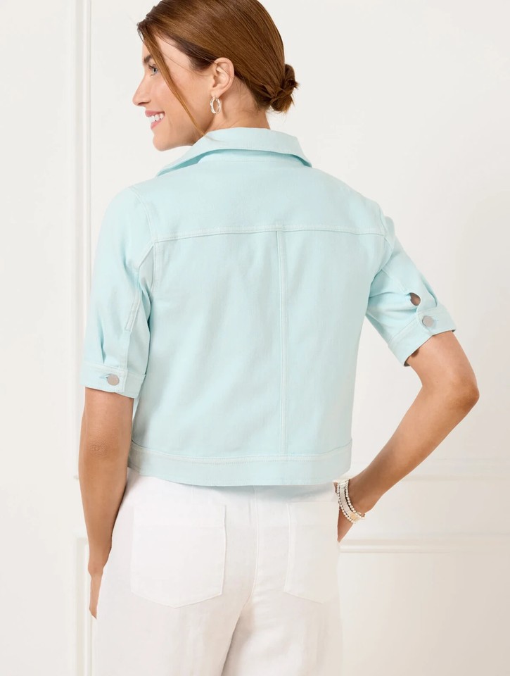 Short Sleeve Jean Jacket at Talbots, NWT $109, All size, color BLUE ICE ...