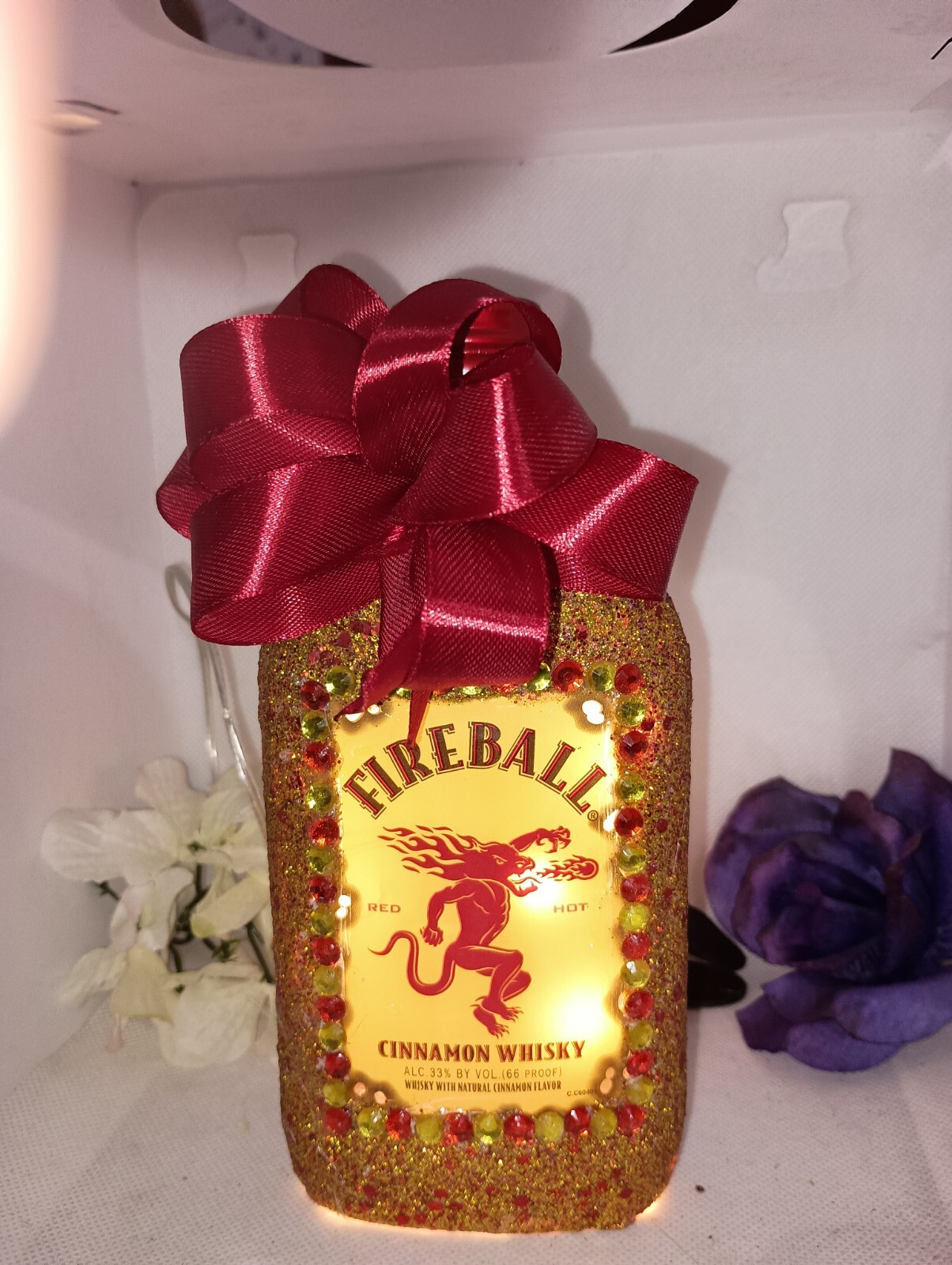 Bedazzled Sparkly Battery Operated Decorative Liquor Bottle (Fireball ...