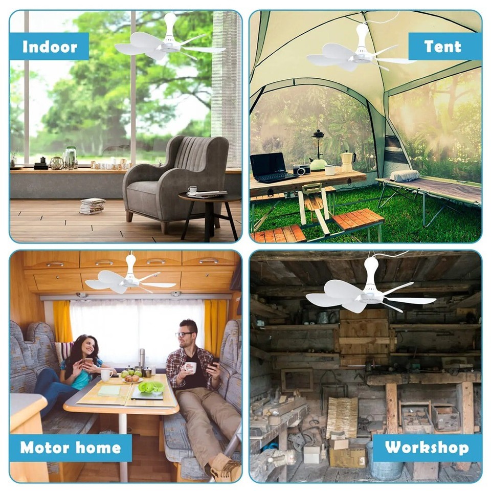 USB Powered 6 Sheet Silent Hanging Fan for Awning d1292 6032920554213 ...