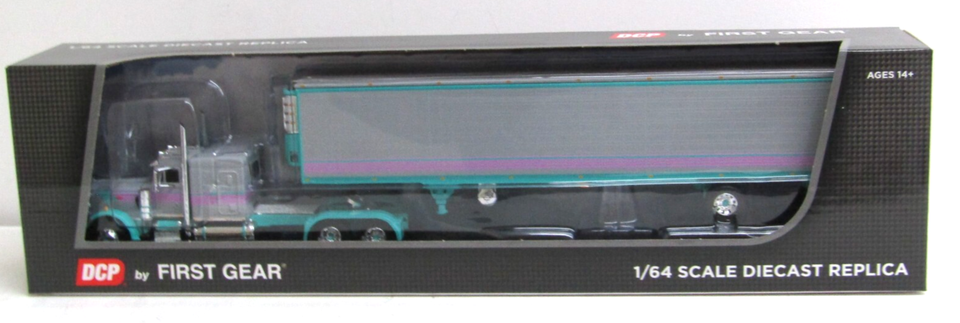 DCP gray/teal Peterbilt 359 flattop reefer trailer 60-2064 1/64 ...