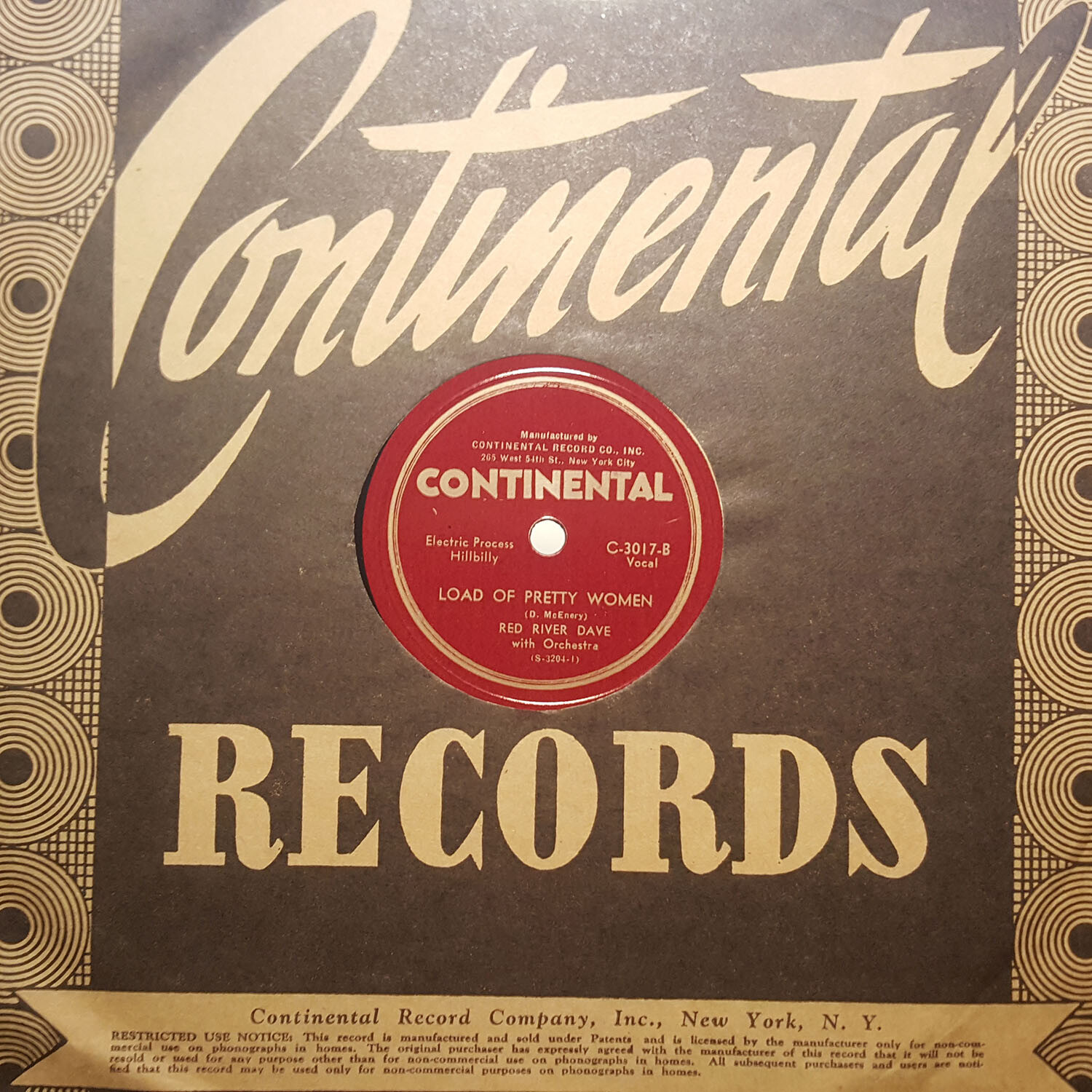 RED RIVER DAVE Load Of Pretty Women/Jolly Joe CONTINENTAL 3017 E+ 78RPM ...