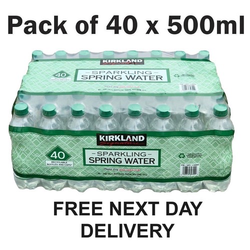 Kirkland Signature Sparkling Spring Water Screw Cap Lid Bottles 40 x ...