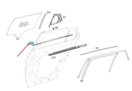 MB GLC X253 Rear Right Door Window Outer Sealing Rail A2537308604 NO 🇺🇸 ...