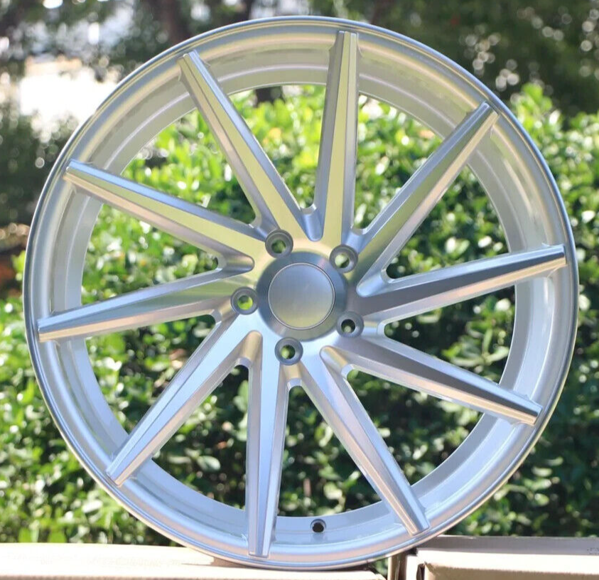 19" Tuner Wheels 19x8.5 +35 5x112 Silver Machined Face W013 Swirl Rims ...