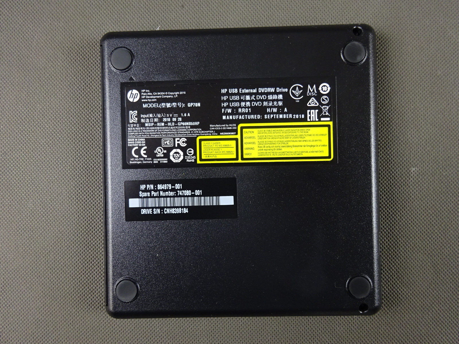 HP DVD-RW USB Externes Laufwerk (F2B56AA / GP70N) 888182028476 | eBay