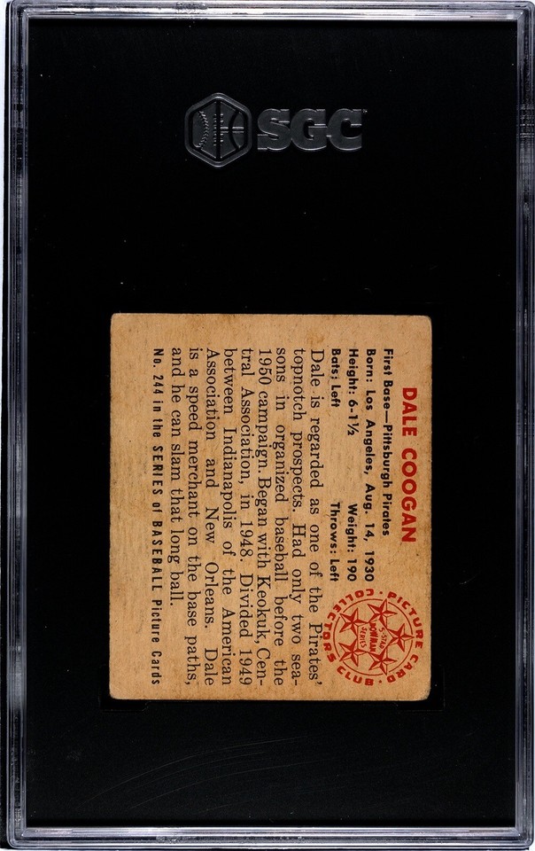1950 Bowman Set-Break #244 Dale Coogan Graded SGC 3 VG GREAT COLOR No ...