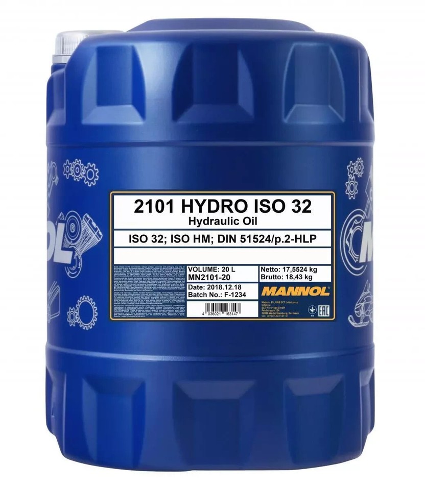 Mannol 20L ISO 32 Hydraulic Oil High Grade Shell Tellus 27 DIN 51524 ...