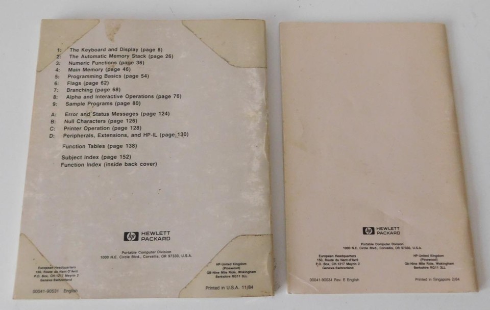 1984 Hewlett Packard HP-41CV Operation in Detail Booklet Math Pac ...