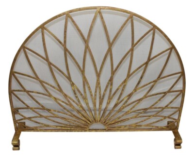 SUNRISE SUNSET ARCHED FIREPLACE SCREEN - ITALIAN GOLD PATINA - MESH ...