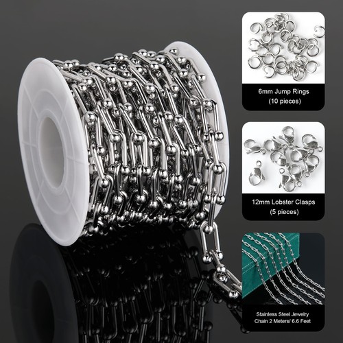 2 Yard Chain for Jewelry Making Chunky Stainless Steel U Shape Link ...