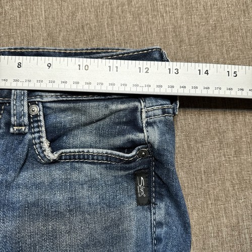 Silver Jeans Suki Capri Womens 24x23.5 Meas 25x26 Blue Denim Distressed ...